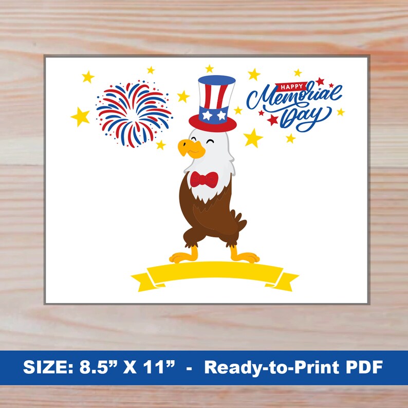 Memorial Day Handprint Wall Art American Bald Eagle PRINTABLE Handprint ...