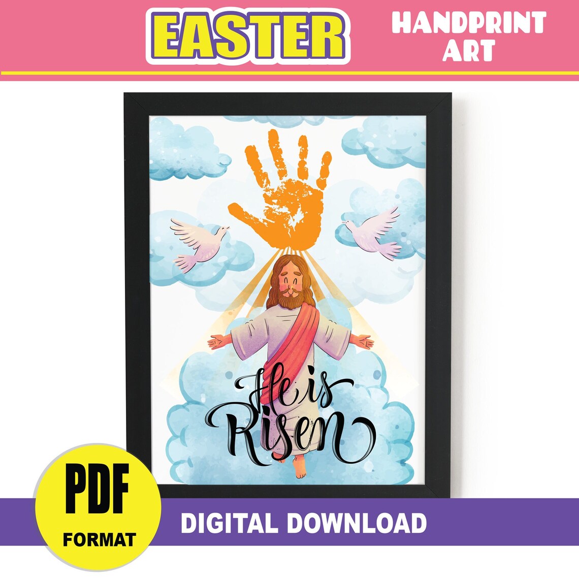 Easter Handprint Art Craft Jesus He is Risen Religious - Etsy