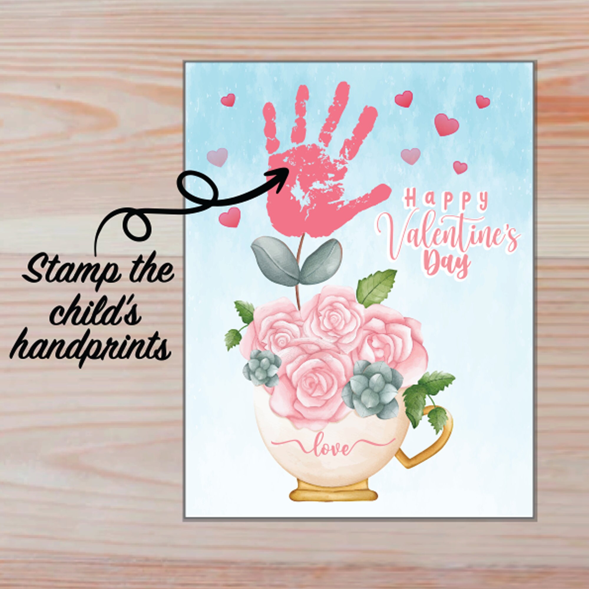 Valentines Day Handprint Art PRINTABLE Valentines Handprint Craft ...