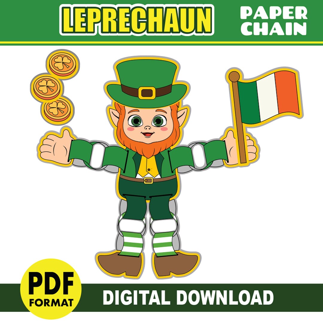 St Patrick's Day Leprechaun Paper Chain Doll | Leprechaun Paper Craft ...