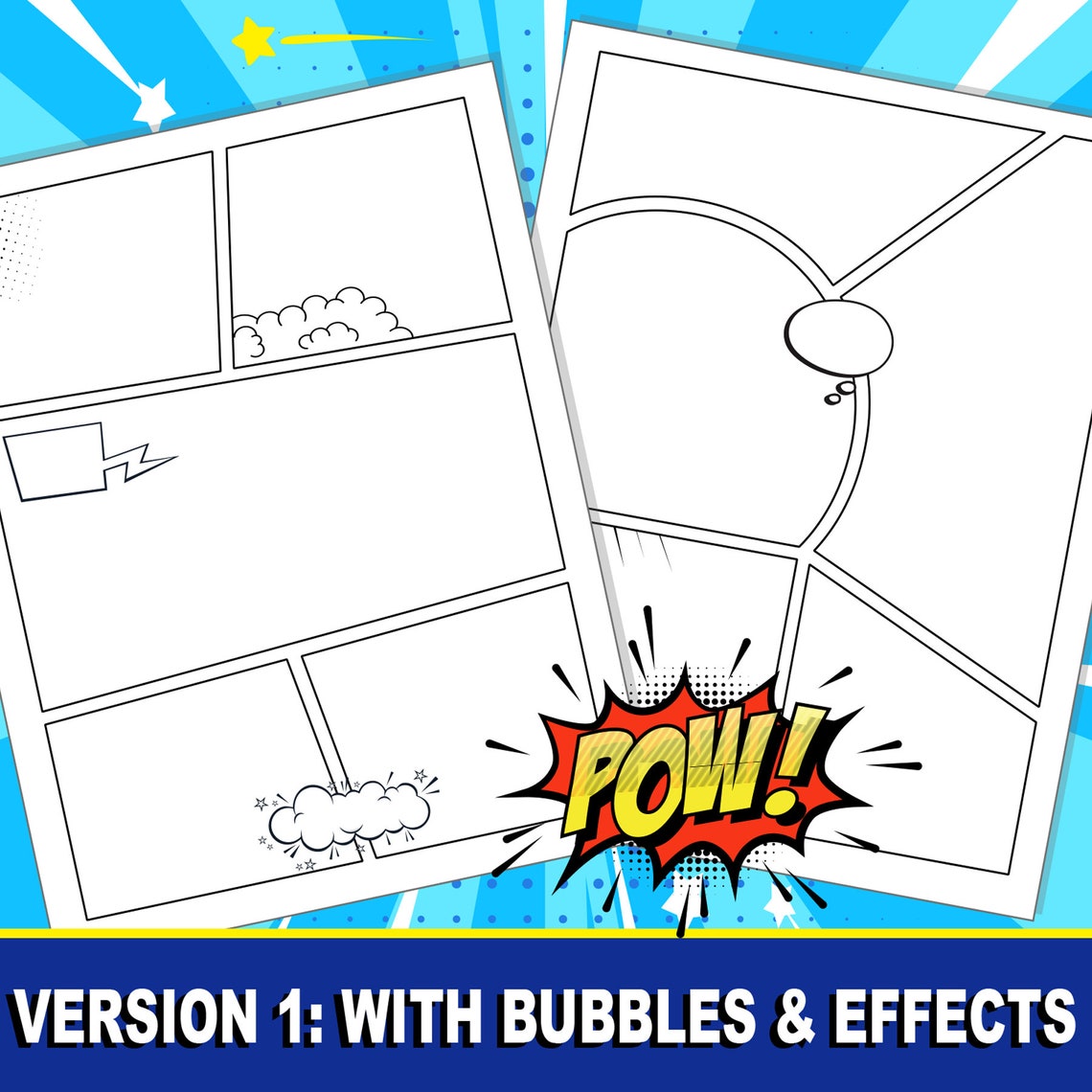Blank Comic Book Pages for Kids Comic Strip Templates Draw - Etsy