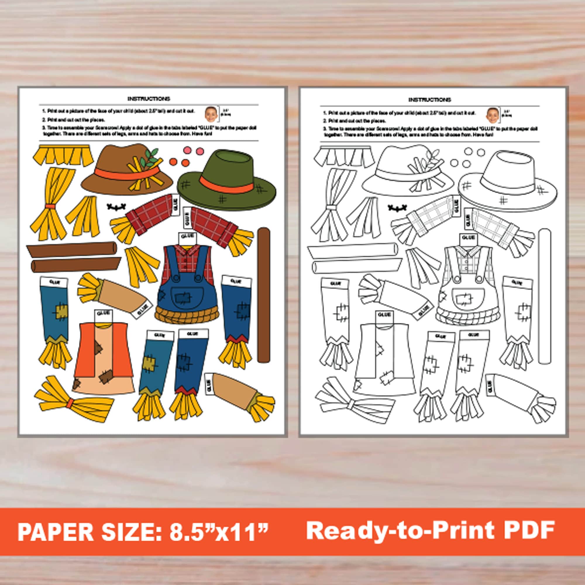 Build-a-scarecrow Face Photo Craft Fall Autumn Craft for Bulletin Board ...