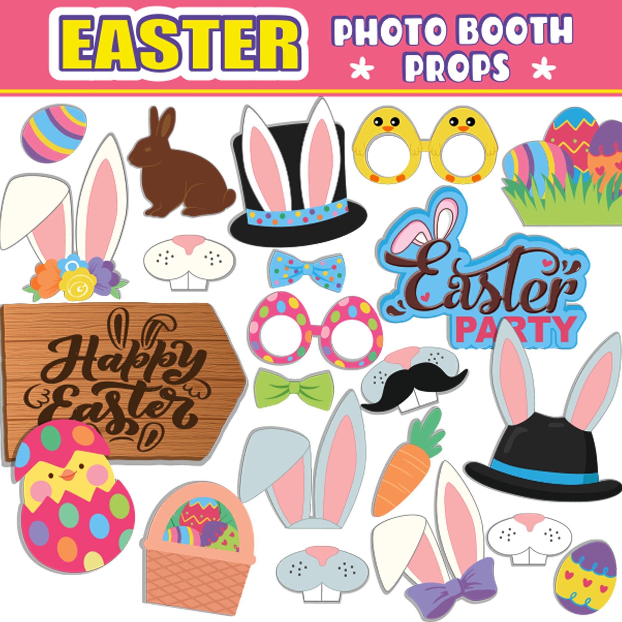 Easter Photo Booth PRINTABLE Props | Photobooth Kit | 22 Items | Easter ...