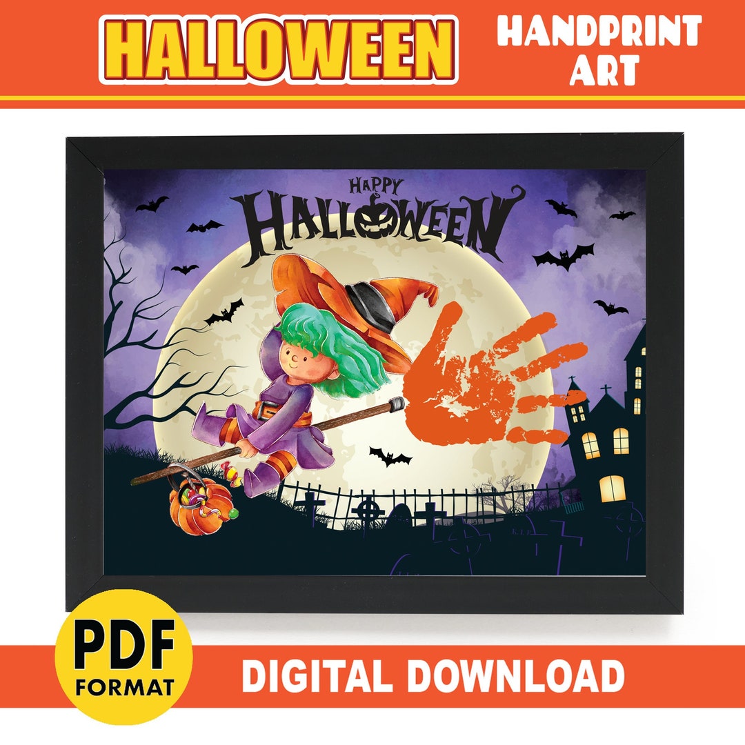 Halloween Handprint Art | Cute Witch Handprint Craft | Happy Halloween ...