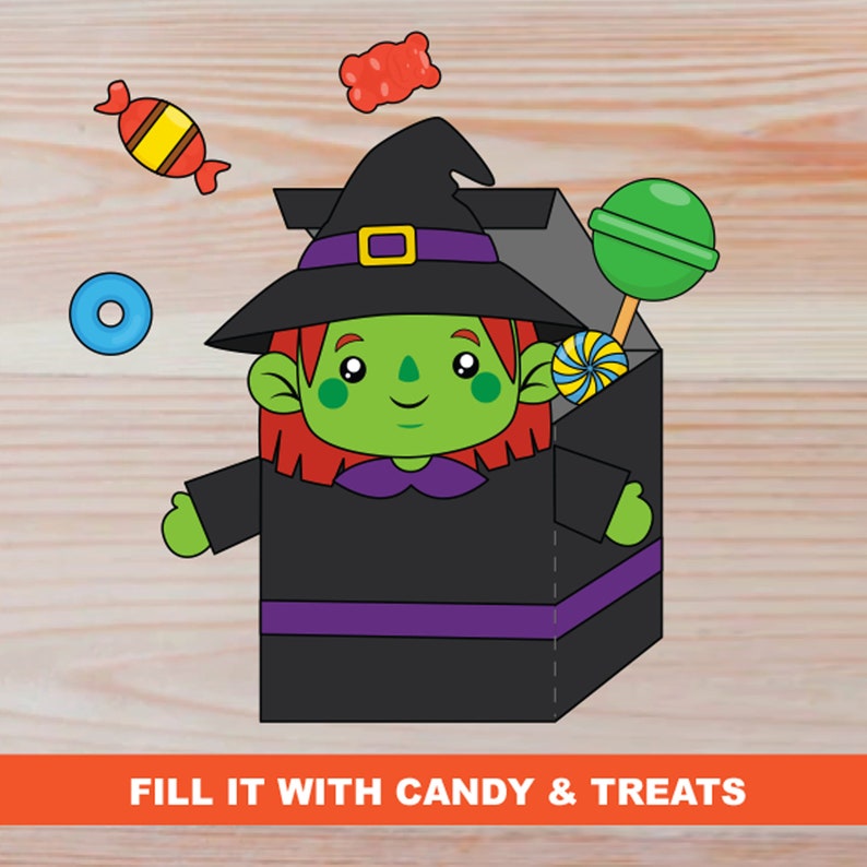 Halloween Treat Box PRINTABLE Witch Party Favor Boxes - Etsy