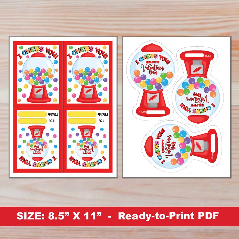 PRINTABLE Valentine’s Day Gift Tags and Gumball Cards | I Chews You Gum ...