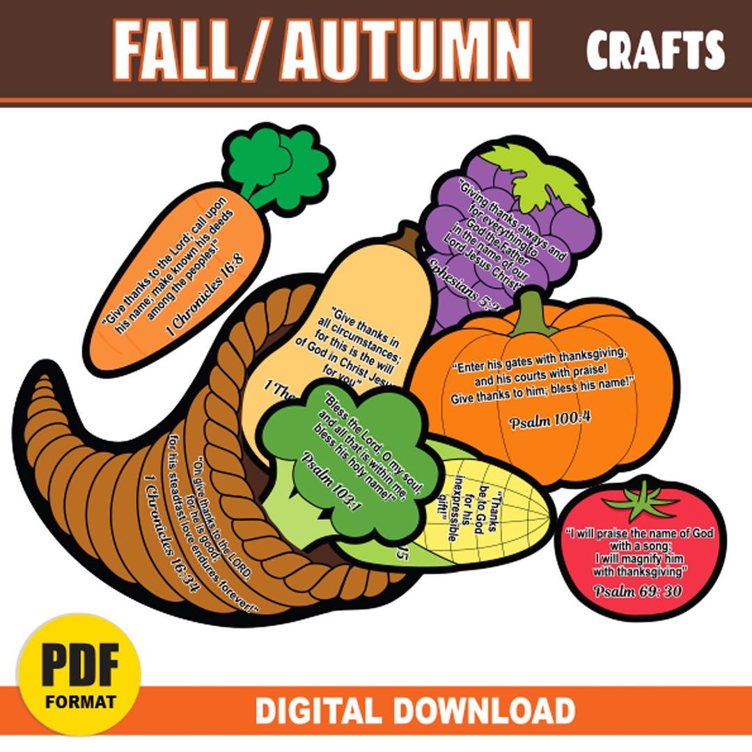 Thanksgiving Bible Craft | Cornucopia Christian Activity With Gratitude ...