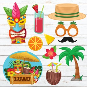 Luau Photo Booth Props | PRINTABLE Hawaiian Tropical Tiki Party Props ...
