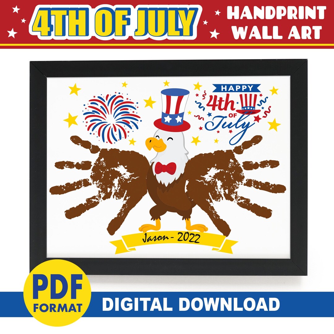 4th of July Handprint Art | Eagle Crafts | PRINTABLE Handprint Keepsake ...