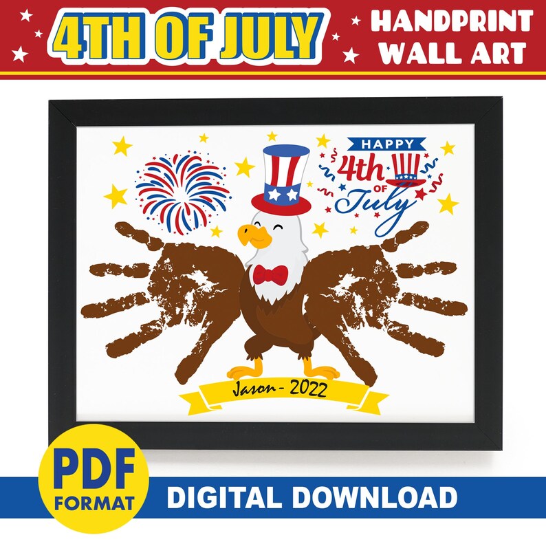 4th of July Handprint Art Eagle Crafts PRINTABLE Handprint Keepsake ...
