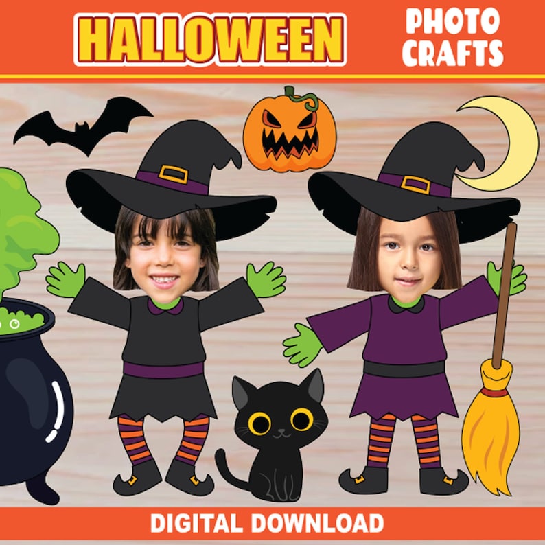 Build-a-witch Face Photo Craft | Halloween Craft for Bulletin Board ...