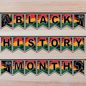 Black History Month PRINTABLE Banner | Black History Month Garland ...