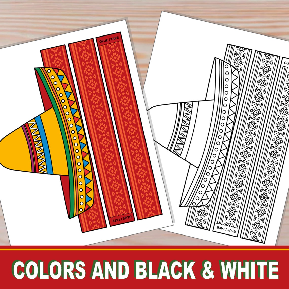 Cinco De Mayo Paper Crowns for Kids Fiesta Paper Hat Headbands Craft ...