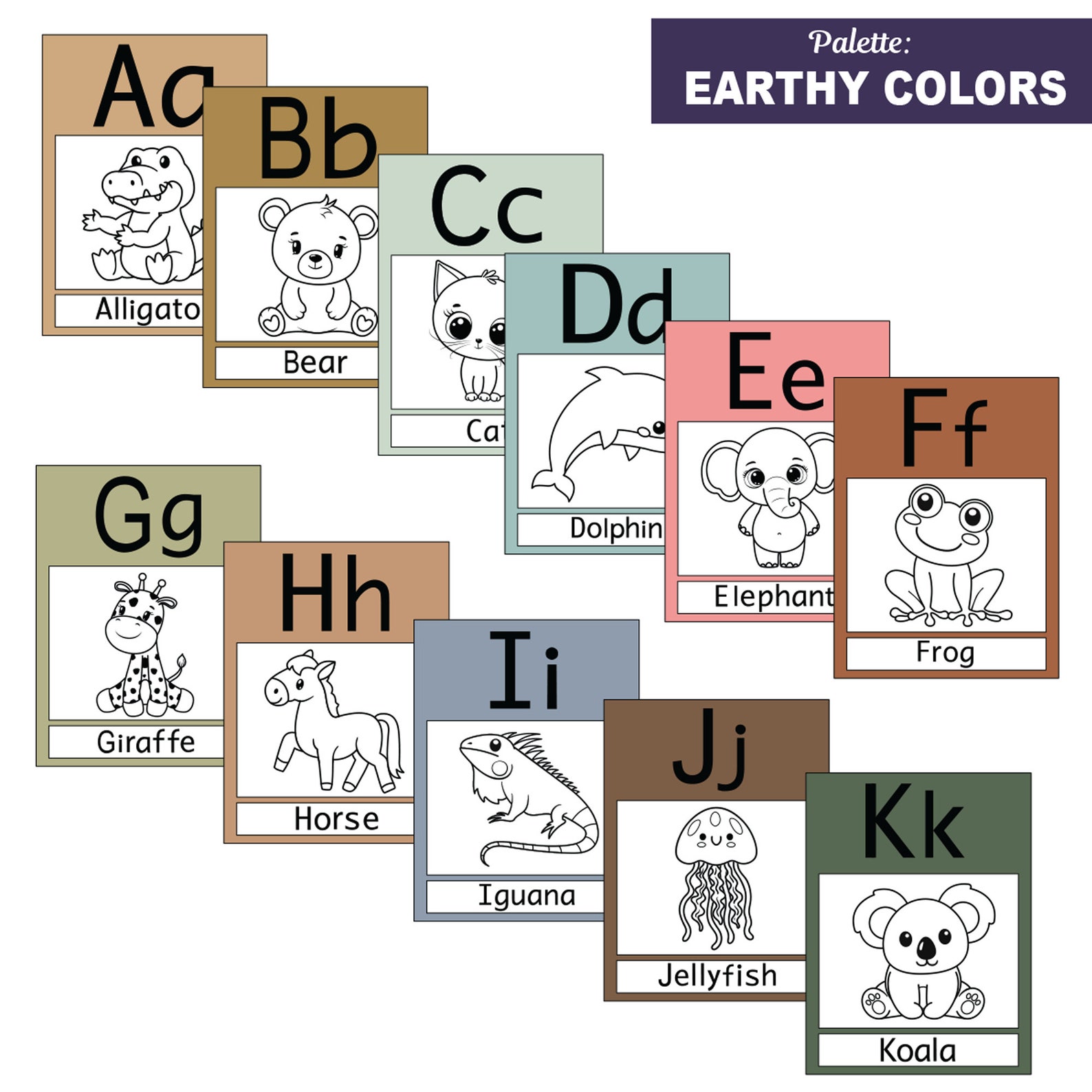 Alphabet Posters PRINTABLE EARTHY Colors Classroom Decor - Etsy