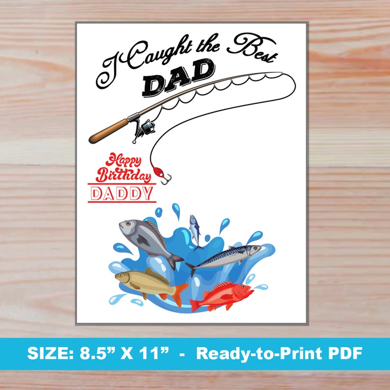 Dad’s Birthday Handprint Art | Fishing | Happy Birthday Gift From Son ...