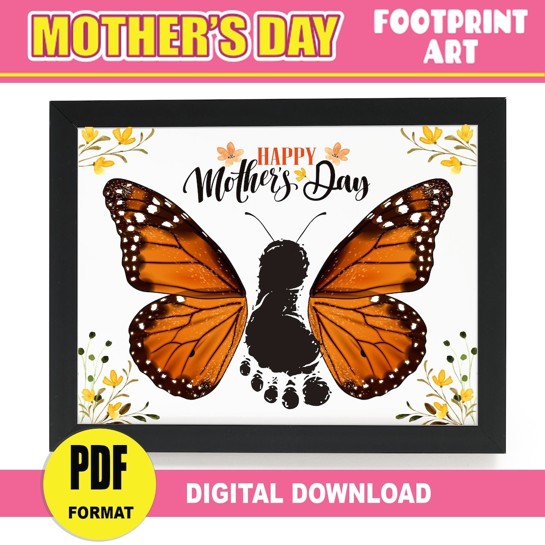 Mother's Day Footprint Art |butterfly Handprint PRINTABLE Crafts ...