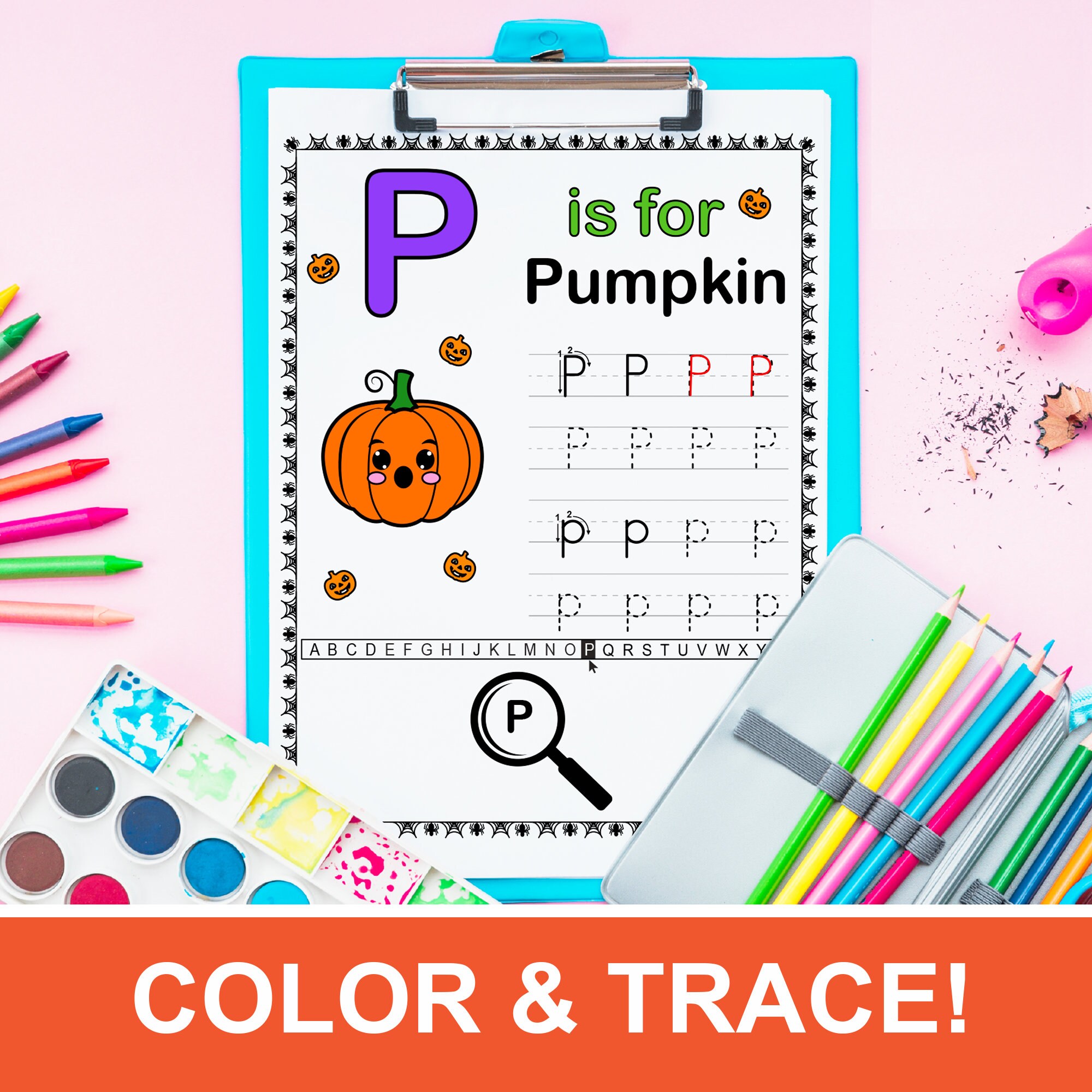 Halloween I Spy A-Z PRINTABLE Letter Tracing & Coloring Halloween ...
