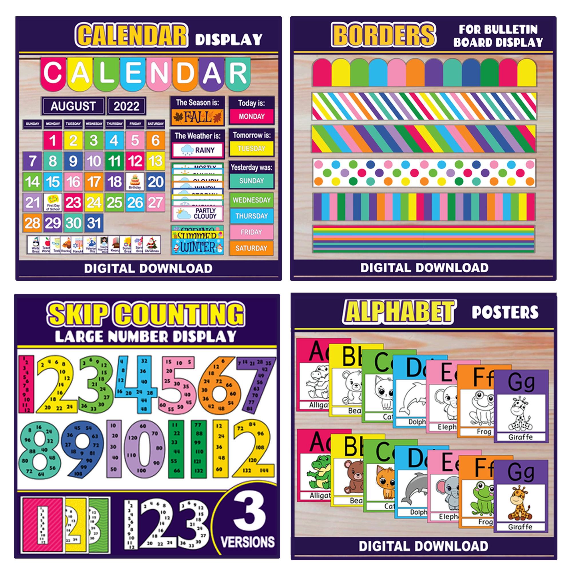 Classroom Decor BUNDLE RAINBOW Colors Printable Kit for - Etsy