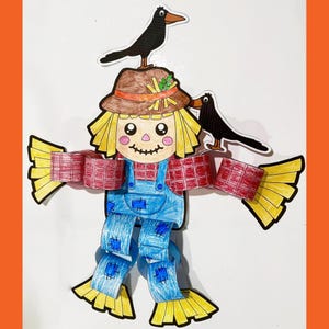 Scarecrow Paper Chain Craft | Build-a-scarecrow Fall Autumn Crafts DIY ...