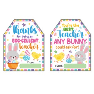 PRINTABLE Easter Gift Tags and Cards for Teacher | Egg-cellent Teacher ...
