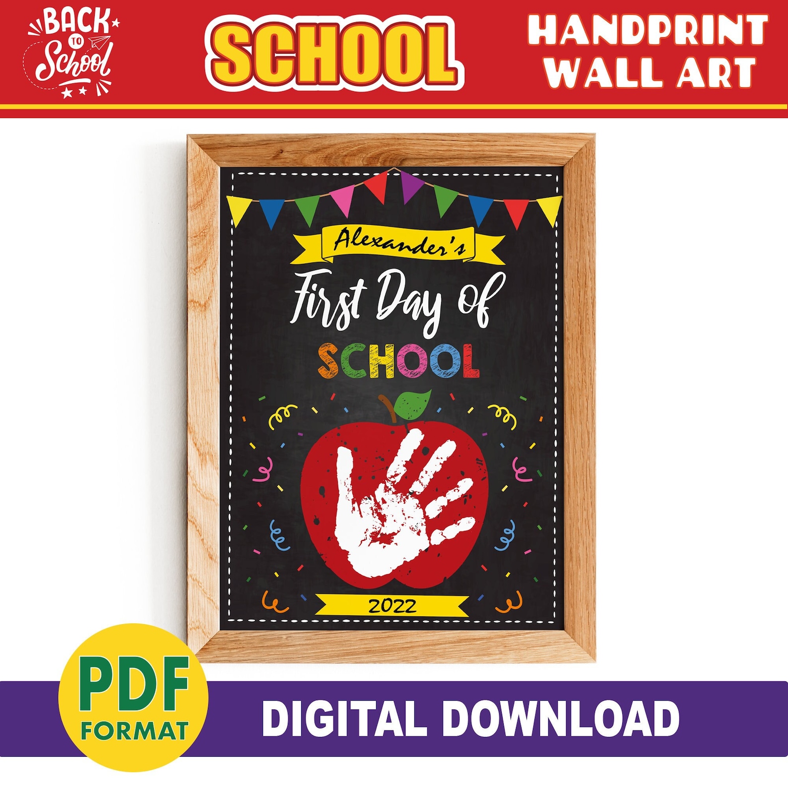 First Day of School Handprint Art | Keepsake Gift (digital Download) - Etsy