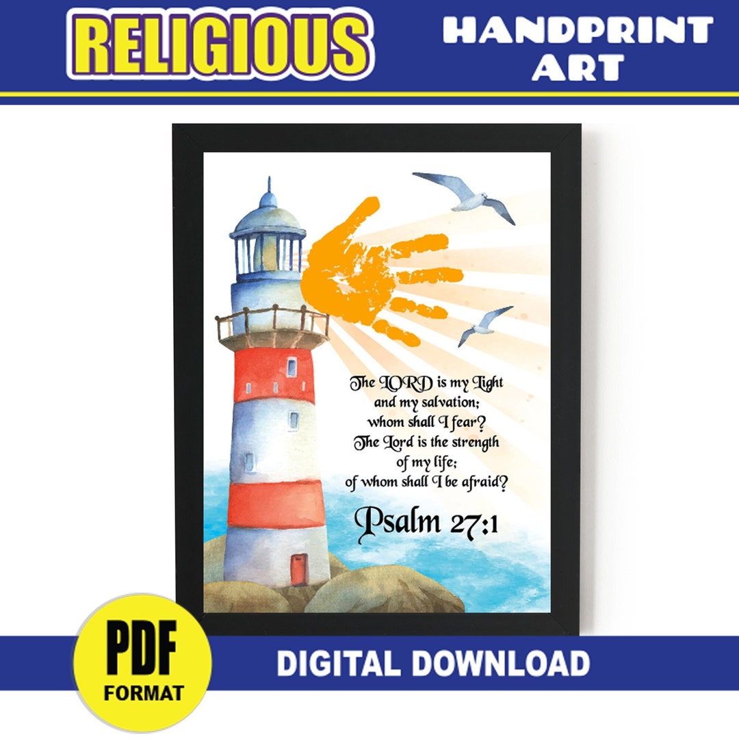 Religious Christian Handprint Art | Jesus Psalm 27: 1 Handprint Crafts ...