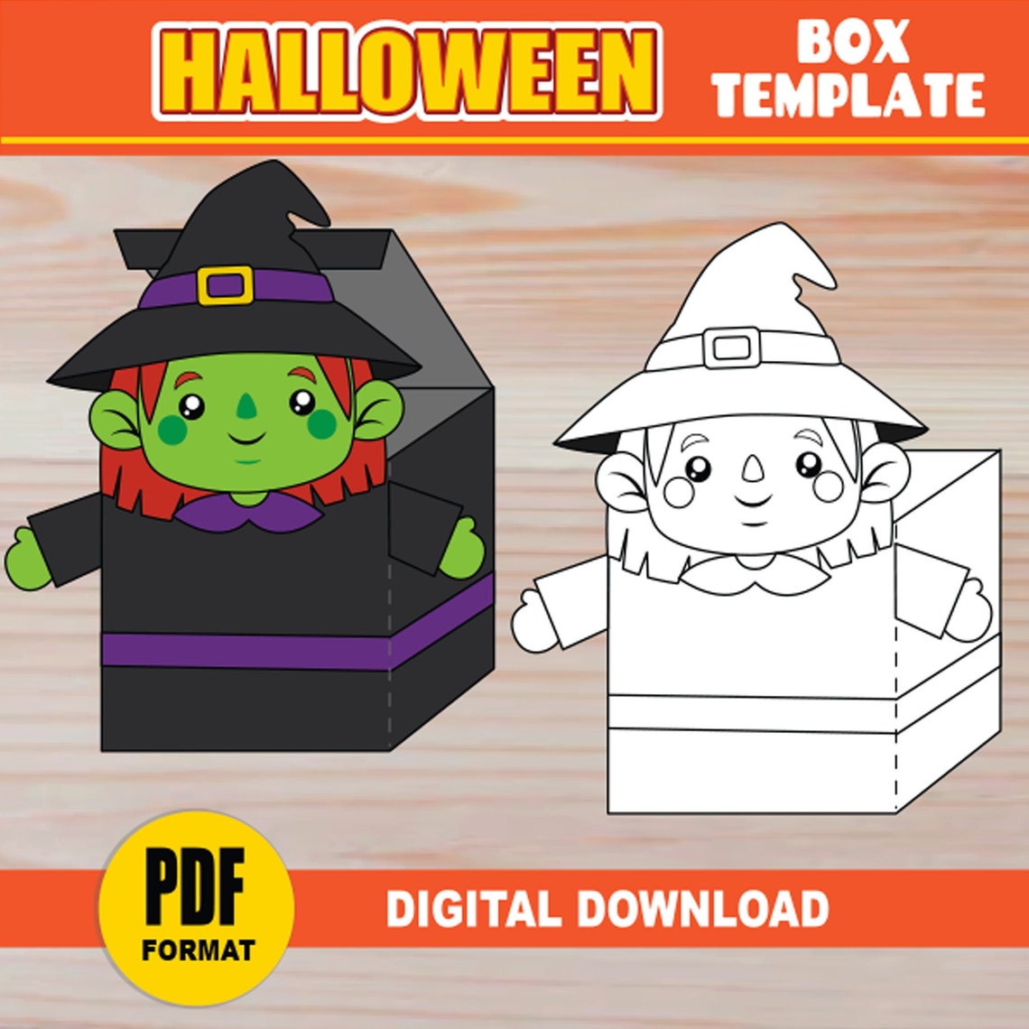 Halloween Treat Box PRINTABLE Witch Party Favor Boxes - Etsy