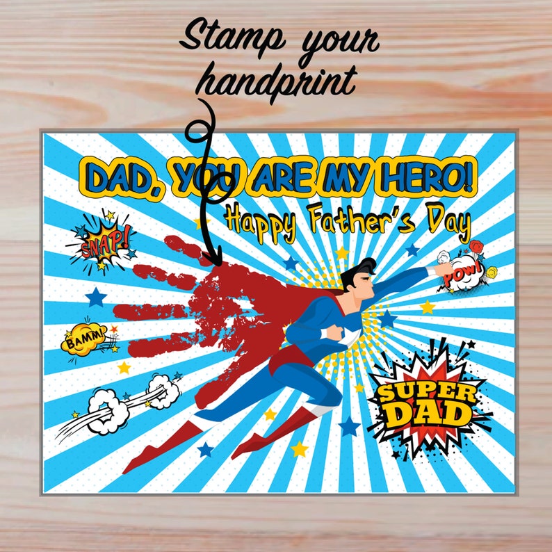 Father's Day Handprint Craft Super Dad Hero Art - Etsy