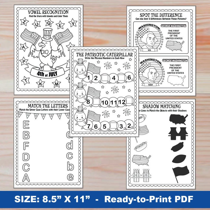 4th of July Activity Pack for Kids | Independence Day Worksheets and ...