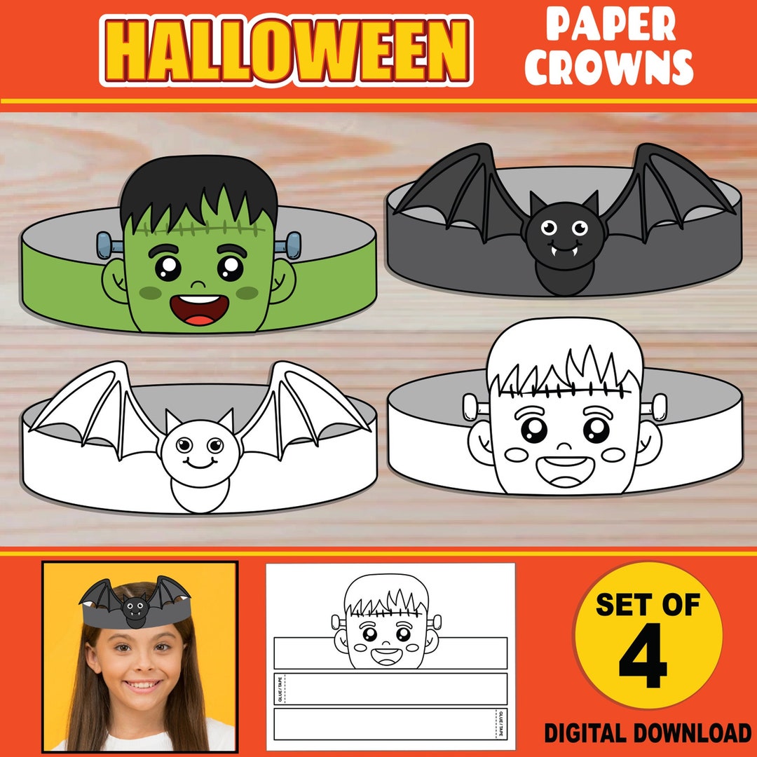 Halloween Paper Crowns for Kids | PRINTABLE Hat Headbands | Craft ...