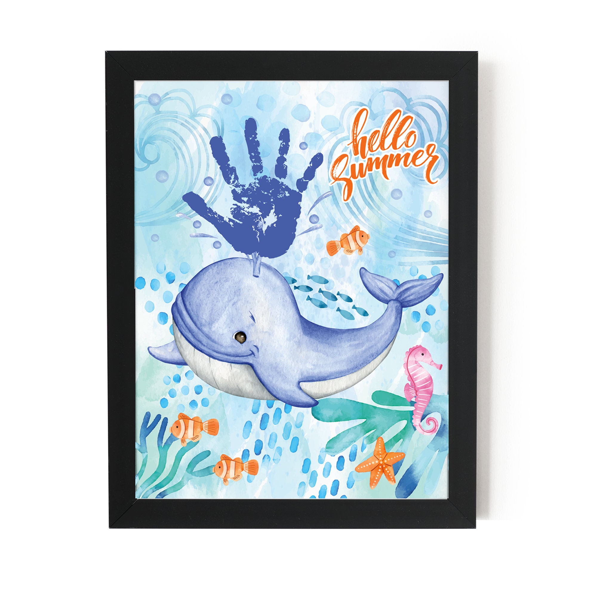 Whale Handprint Art Hello Summer Whale Handprint PRINTABLE Crafts ...