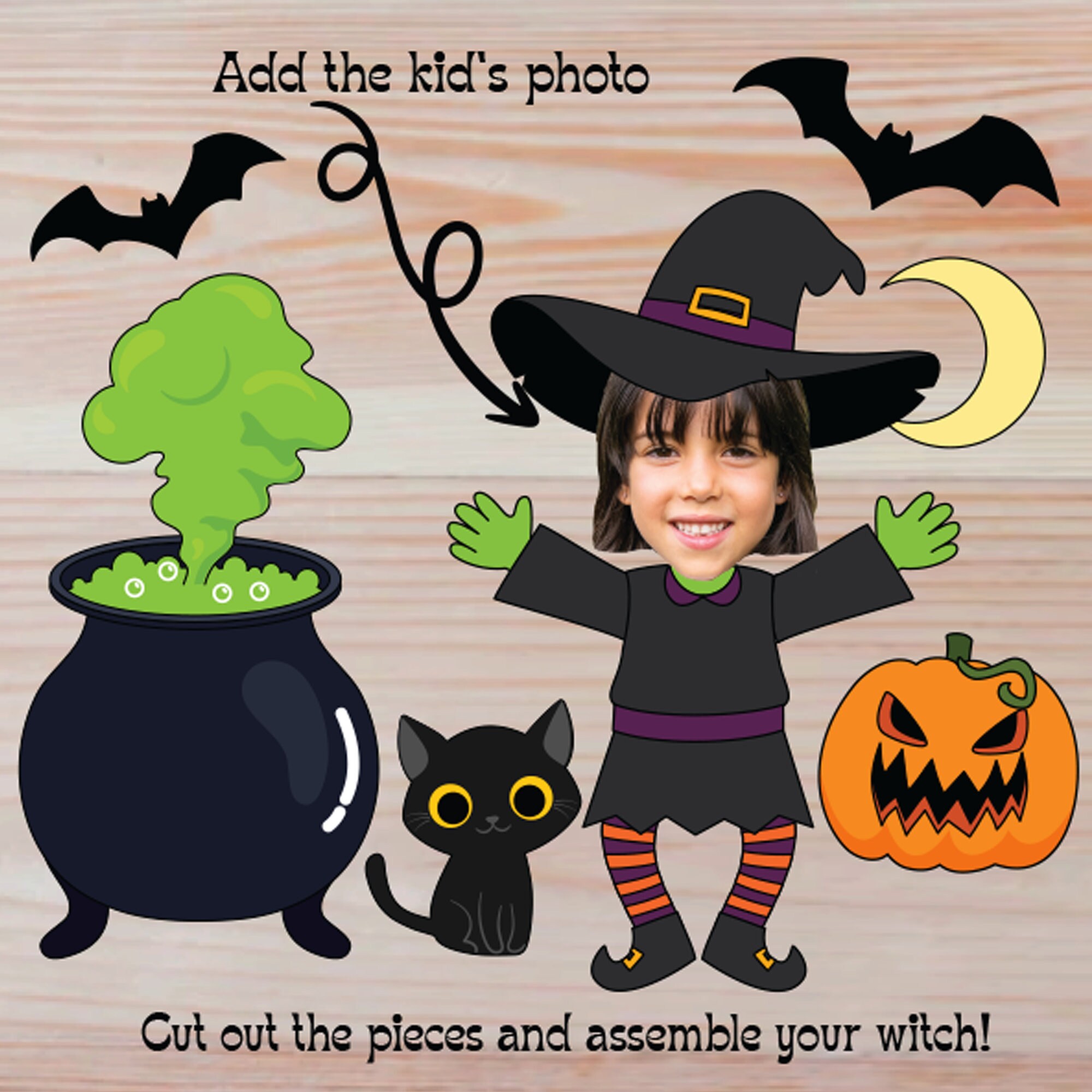 Build-a-witch Face Photo Craft | Halloween Craft for Bulletin Board ...