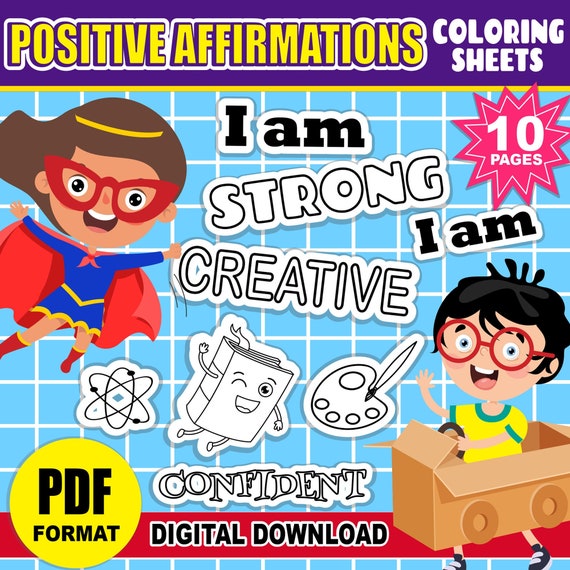 Positive Affirmations Coloring Pages for Kids i | Etsy
