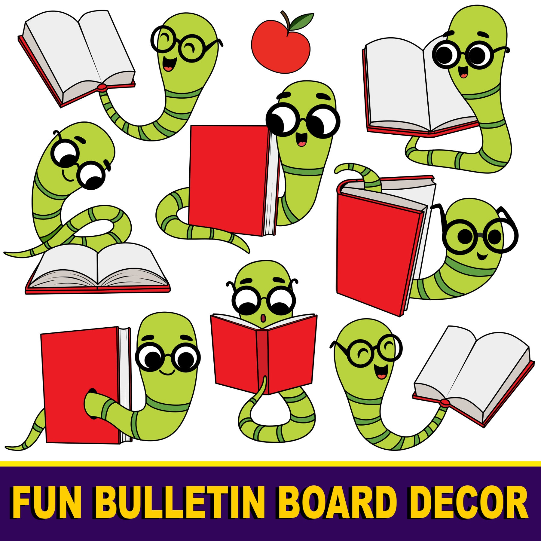 Printable Reading Bulletin Board Display Bookworm Editable Classroom ...