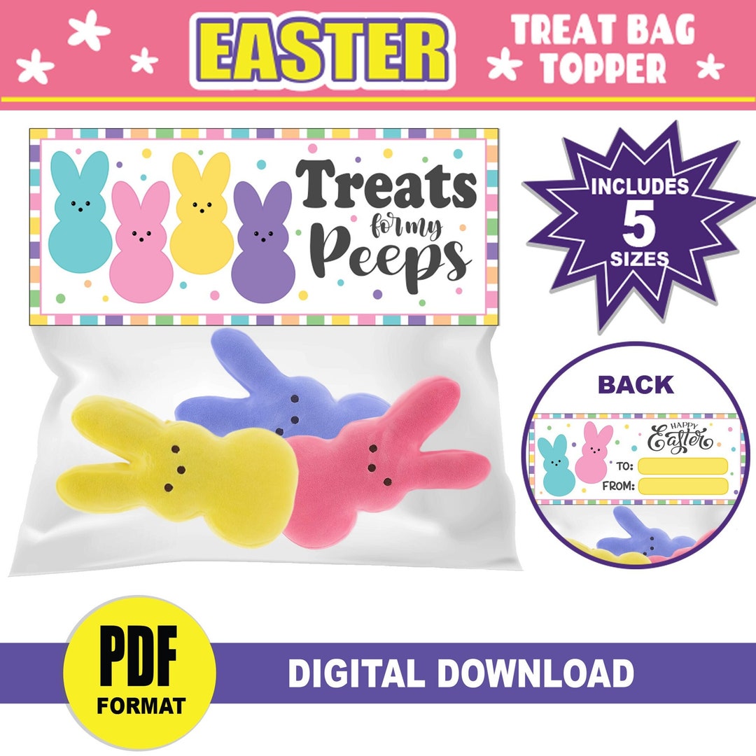 Easter Treat Bag Topper | PRINTABLE Easter Bunny Candy Treat Bag Topper ...