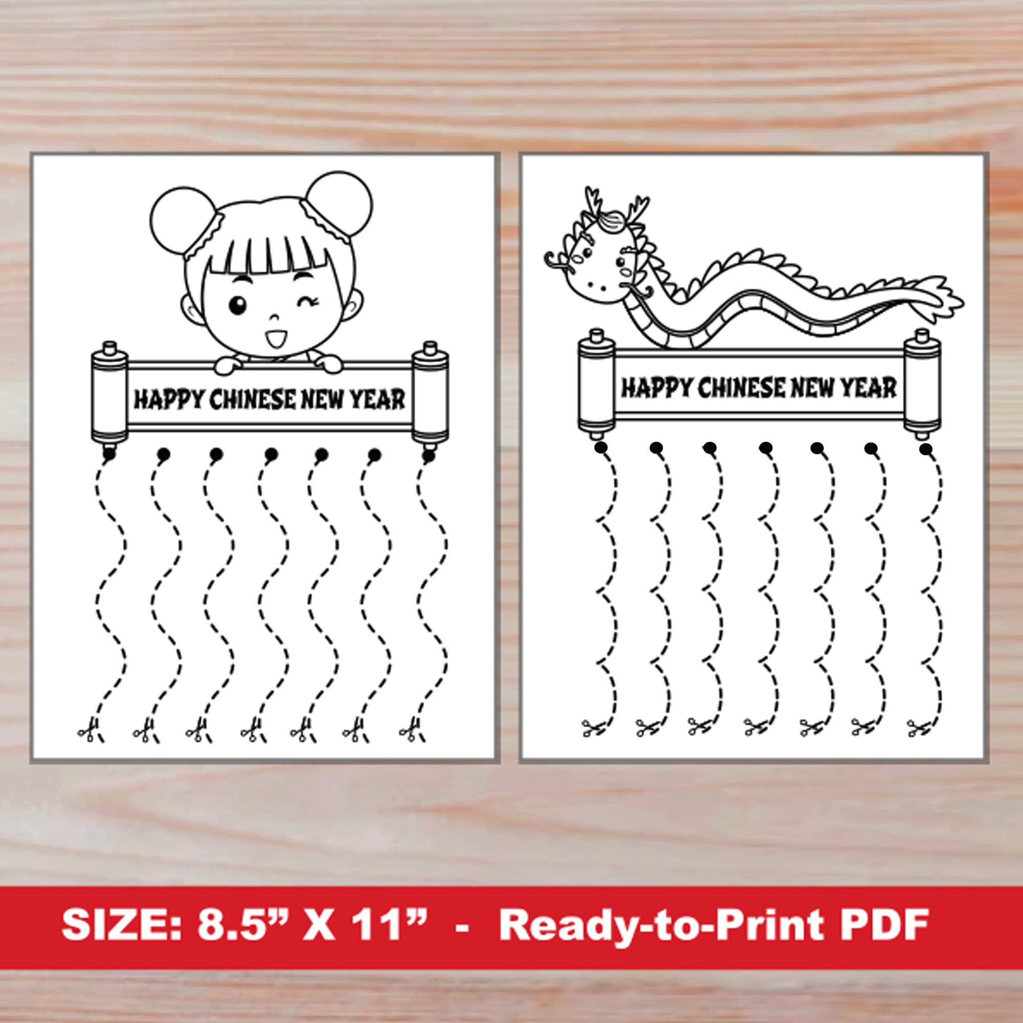 Chinese New Year Scissor Skills PRINTABLE Lunar New Year Cut and Paste ...