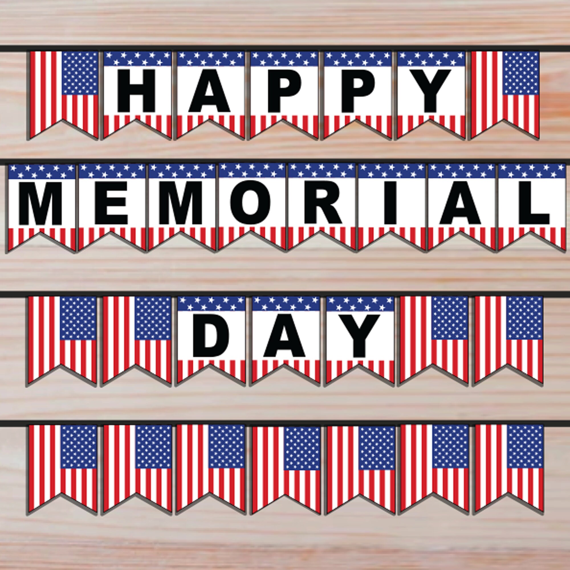 Memorial Day PRINTABLE Banner Memorial Day Patriotic USA Garland ...