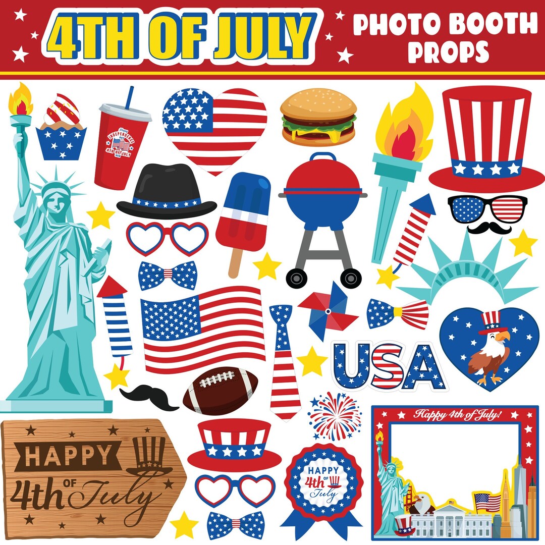 4th of July Photo Booth PRINTABLE Props | Patriotic Independence Day ...