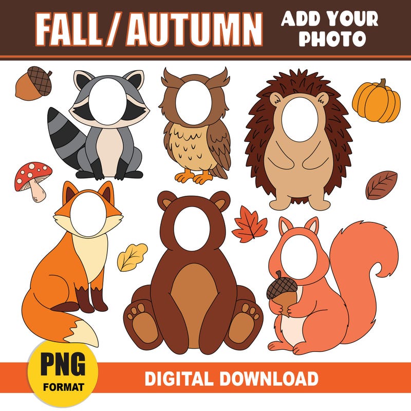 Fall Animals Clipart - Etsy