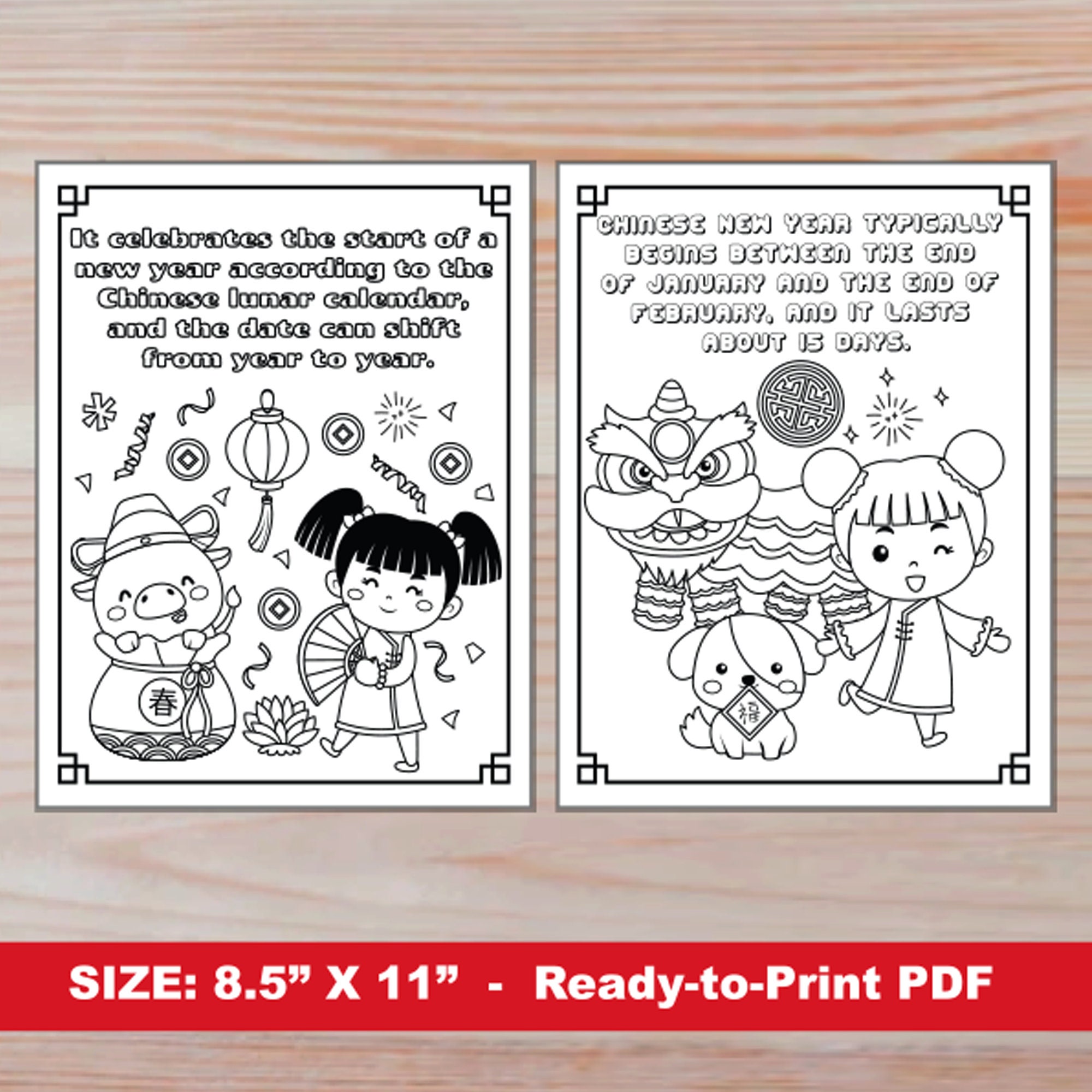 Chinese New Year Activities Lunar New Year Coloring Pages, Reading ...