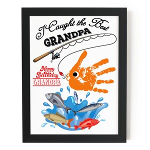 Grandpa's Birthday Handprint Art | Fishing | Happy Birthday Gift ...
