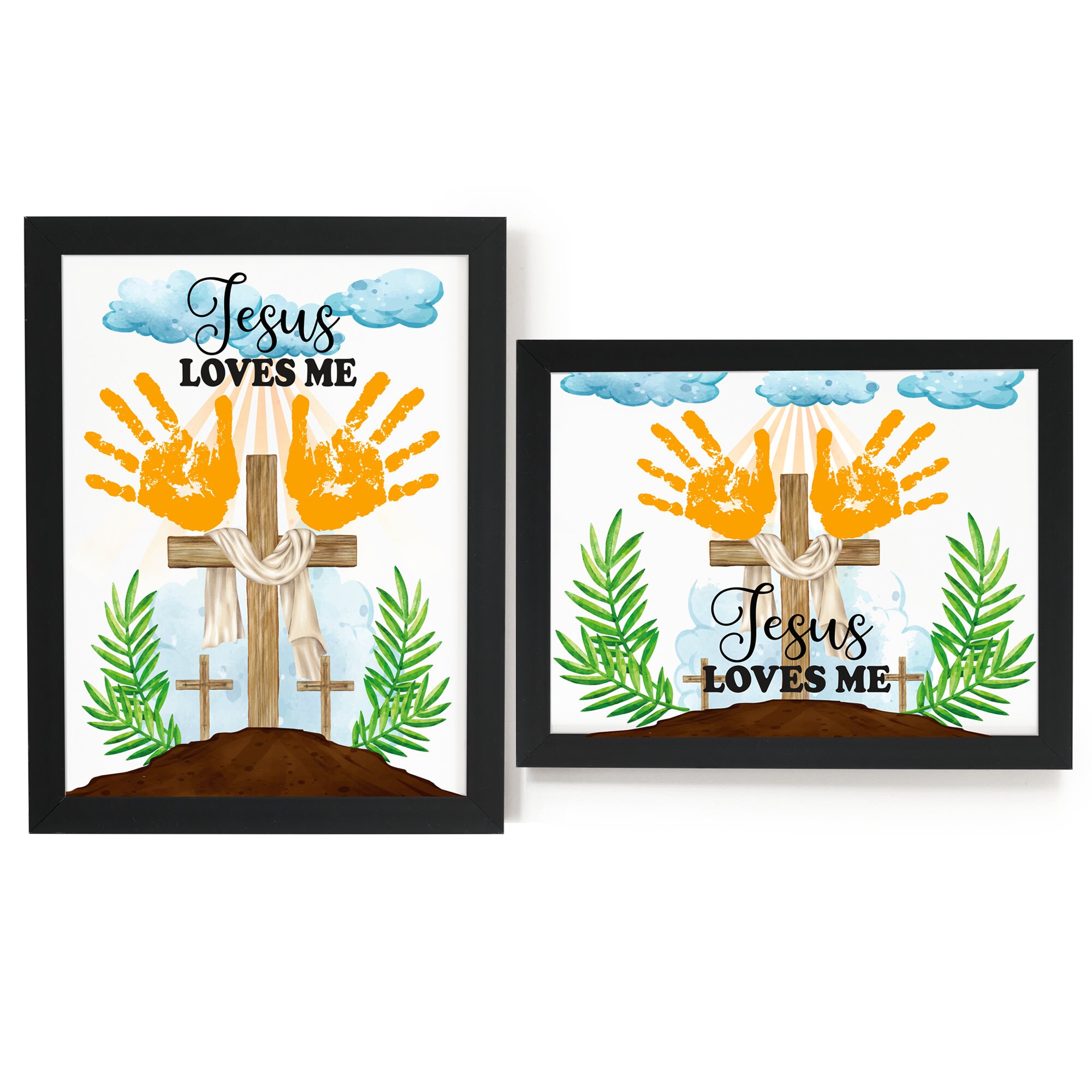 Religious Christian Handprint Art | Cross Jesus Loves Me Bible ...