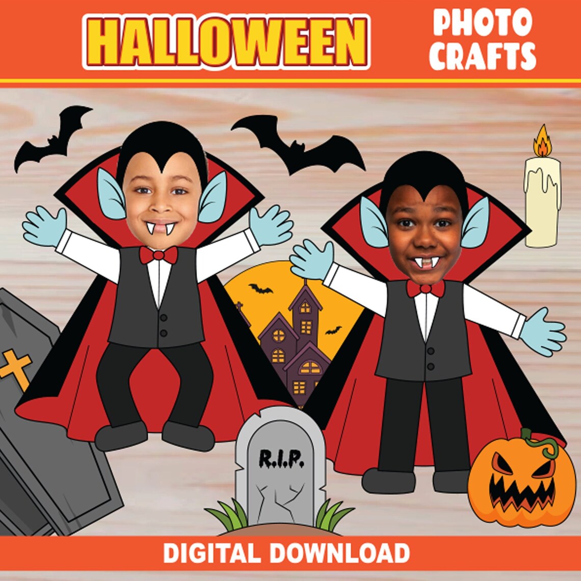 Halloween Craft for Bulletin Board & Class Decor Build-a-vampire Face ...