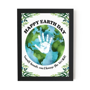 Earth Day Handprint Art Craft | PRINTABLE Earth Day Change the World ...