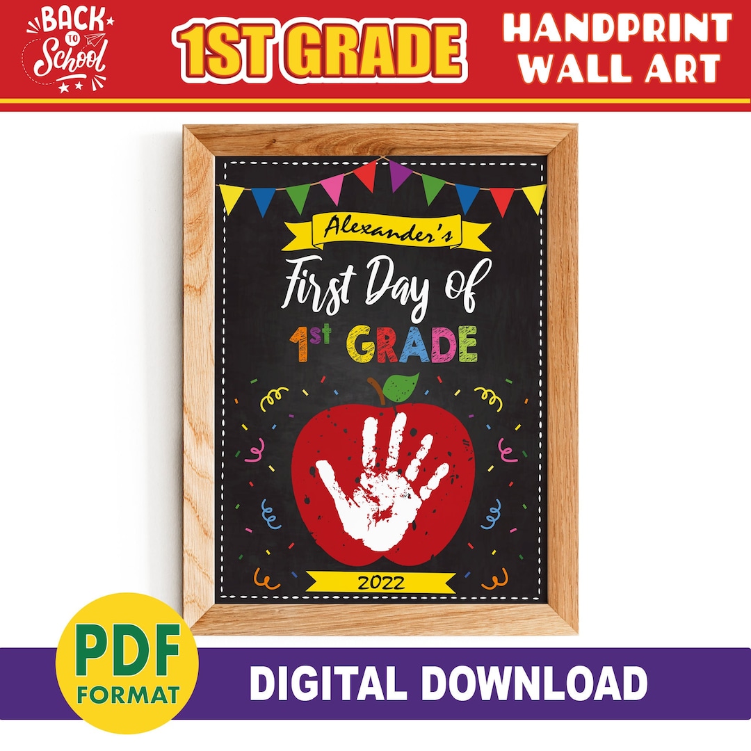 First Day of 1st Grade Handprint Art | PRINTABLE Sign | Keepsake Gift ...