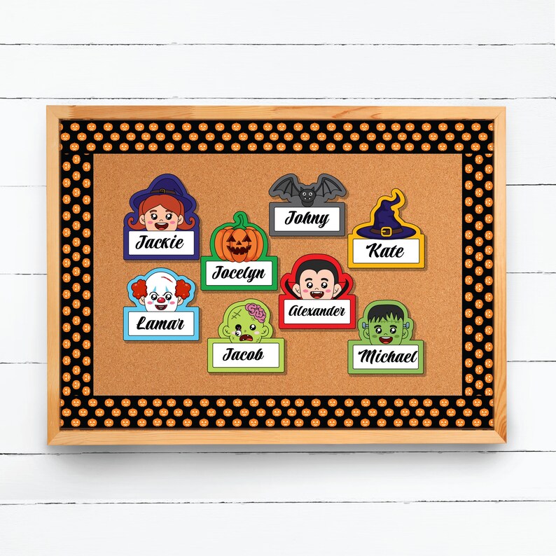 Halloween Classroom Name Tags + Bulletin Board Borders | for Bulletin ...