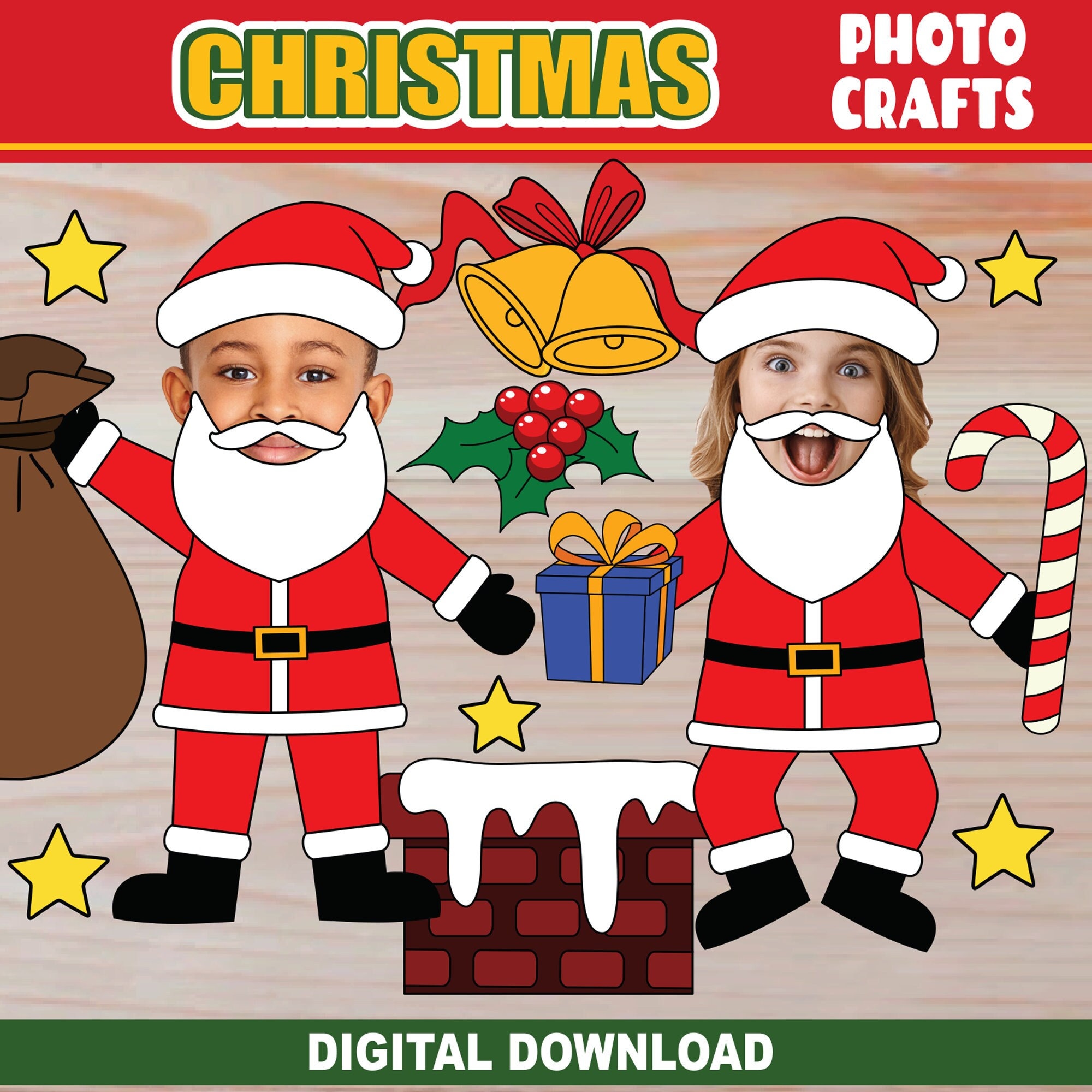 Christmas Craft for Kids Build-a-santa Christmas Paper Craft Add Your ...