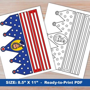 4th of July Paper Crowns | Patriotic America Paper Hat Headband ...