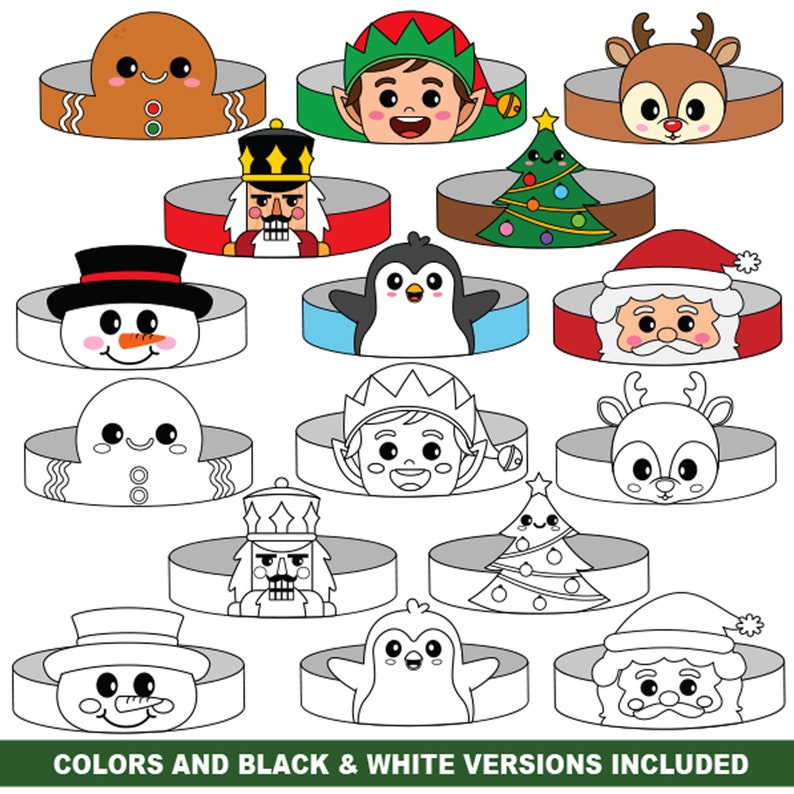 Christmas Paper Crowns for Kids BUNDLE of 16 PRINTABLE Christmas Hat ...