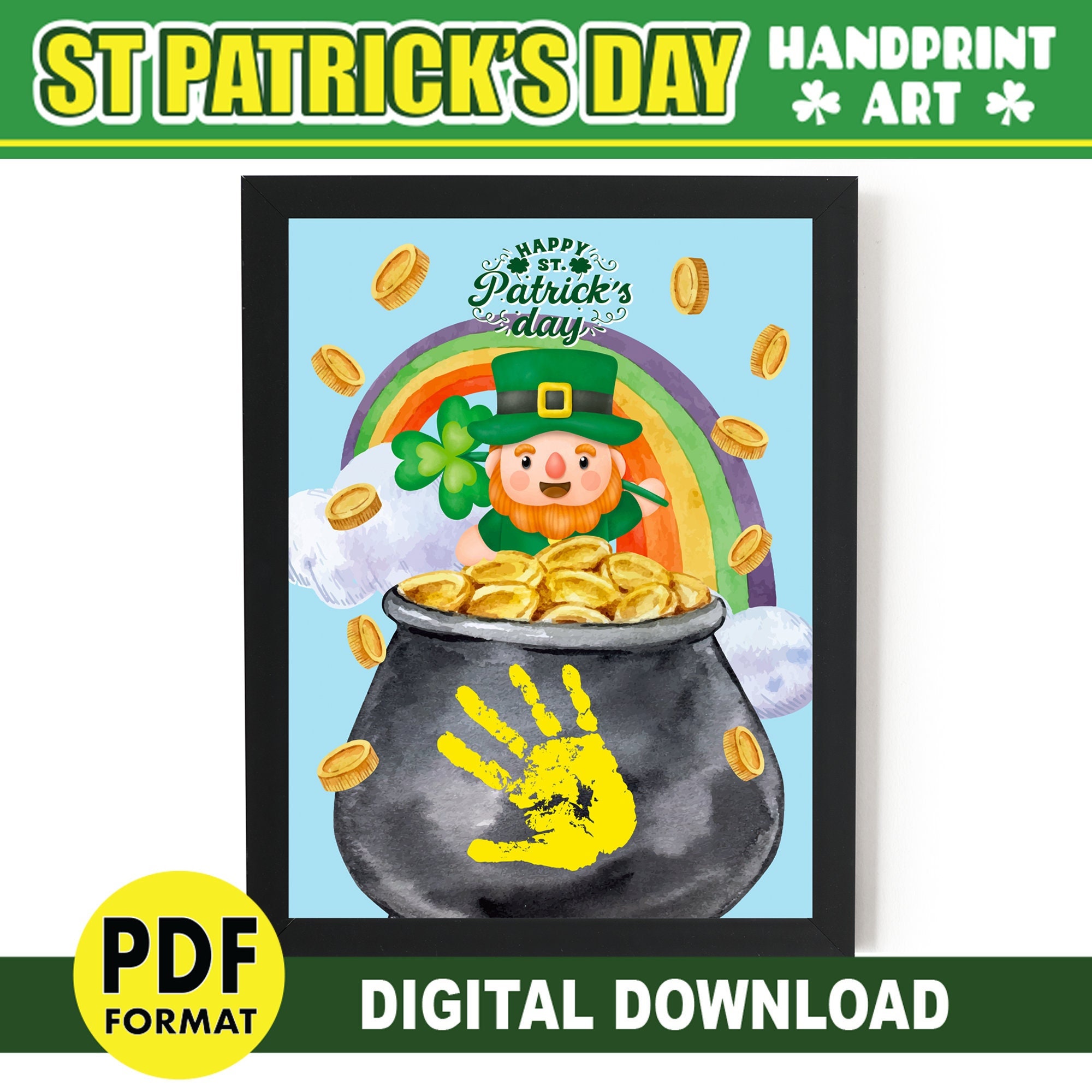 St Patricks Day Handprint Art PRINTABLE Handprint Craft St Patricks ...